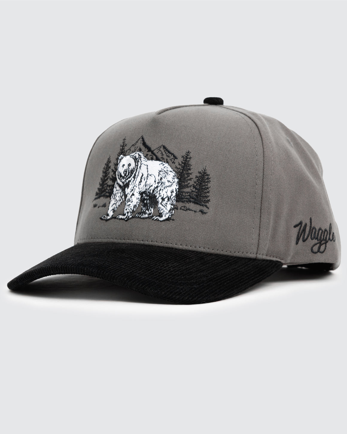 Grizz Corduroy Brim Hat | Waggle Hat | Grizzly Bear Retro Snapback